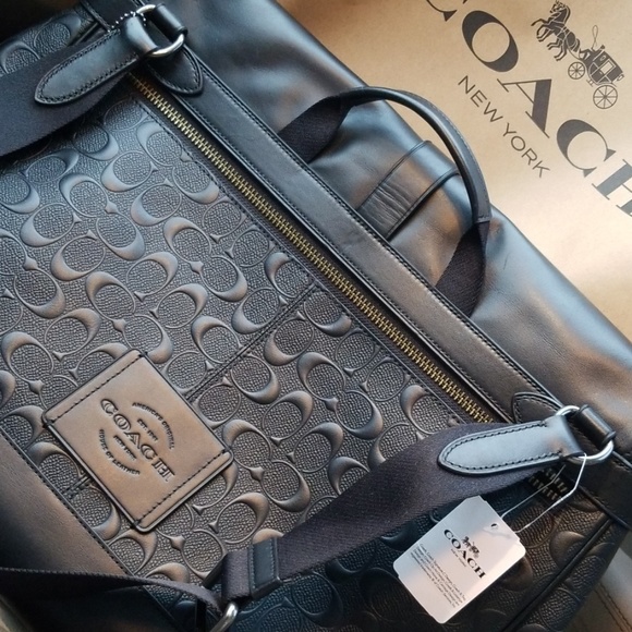 Coach | Bags | Coach Leather Signature Embossed Messenger Bag | Poshmark